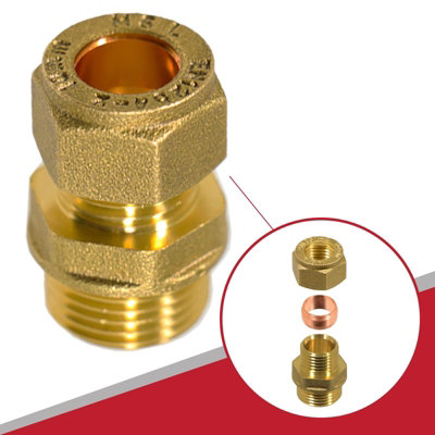 SPARES2GO Compression Connector 10mm x 3/8" BSP Male Straight Brass ...
