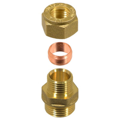 SPARES2GO Compression Connector 10mm x 3/8" BSP Male Straight Brass ...