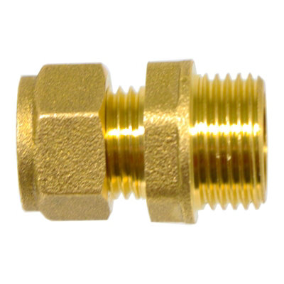 SPARES2GO Compression Connector 10mm x 3/8" BSP Male Straight Brass ...