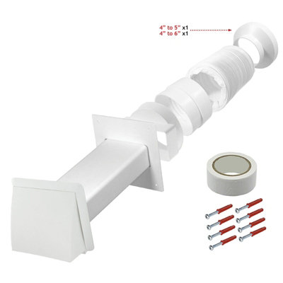 SPARES2GO COOKER HOOD EXTERNAL VENT KIT 4" 5" 6" 100MM 125MM 150MM ...