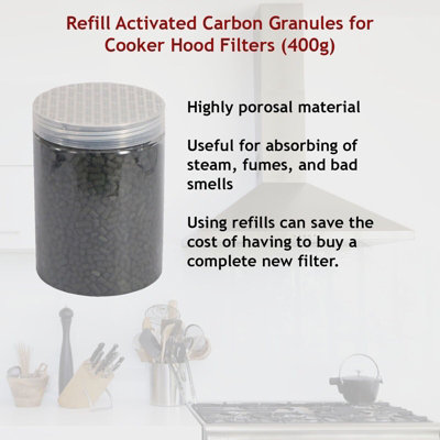 SPARES2GO Cooker Hood Filter Charcoal Carbon Activated Refill Granules Universal 400g