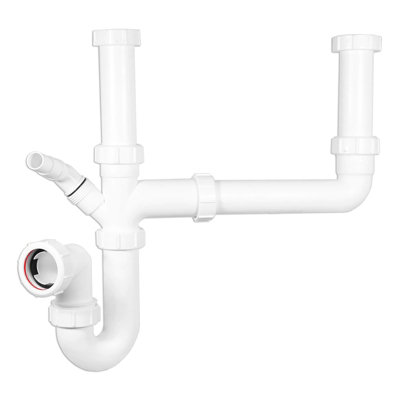 SPARES2GO Double Bowl Sink Waste Kitchen Washing Machine Dishwasher P ...