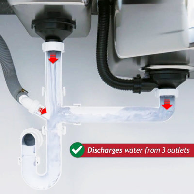 SPARES2GO Double Bowl Sink Waste Kitchen Washing Machine Dishwasher P ...