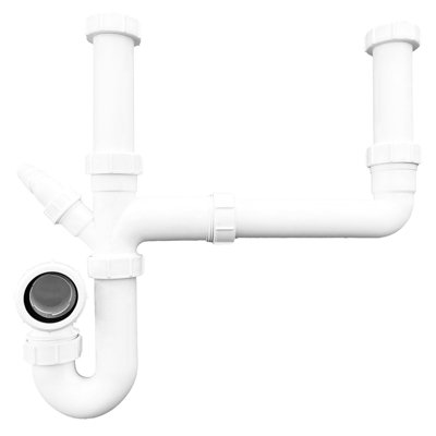 SPARES2GO Double Bowl Sink Waste Kitchen Washing Machine Dishwasher P ...