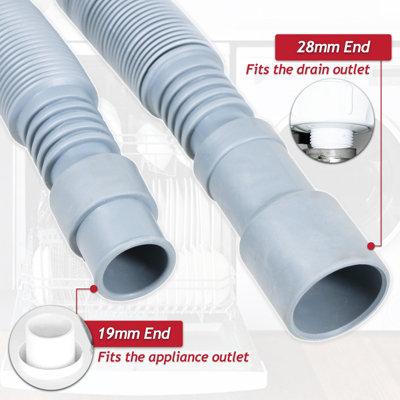 SPARES2GO Drain Hose Extension Kit 2m Washing Machine Dishwasher Waste ...