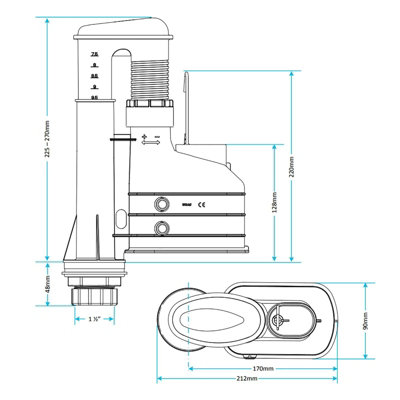 Buy SPARES2GO Dual Flush Toilet Syphon Height Adjustable 7.5" to 9.5 ...