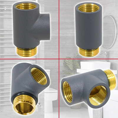 SPARES2GO Dual Fuel T Piece Towel Radiator Heating Element Connector ...