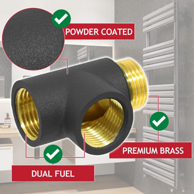 SPARES2GO Dual Fuel T Piece Towel Radiator Heating Element Connector ...