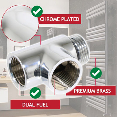 SPARES2GO Dual Fuel T Piece Towel Radiator Heating Element Connector ...