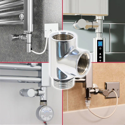 SPARES2GO Dual Fuel T Piece Towel Radiator Heating Element Connector ...