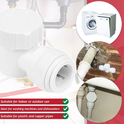 SPARES2GO Emergency Shut Off Tap 15mm Speed Push Fit Appliance 1/4 Turn ...