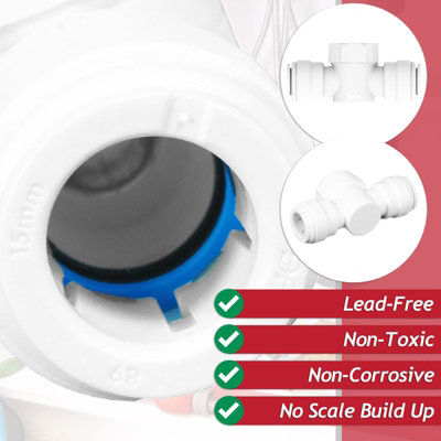 SPARES2GO Emergency Shut Off Tap 15mm Speed Push Fit Appliance 1/4 Turn ...