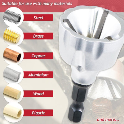 SPARES2GO EXTERNAL CHAMFER DEBURRING TOOL 3-19MM 1/4" HEX SHANK 50 ...