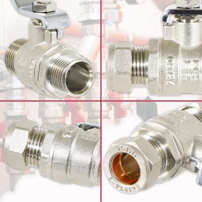 SPARES2GO Full Bore Lever Ball Valve Isolating Stop Tap Kit with Blue ...