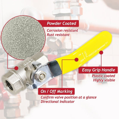 SPARES2GO Gas Lever Ball Valve Full Bore PN40 Brass On Off Female x ...