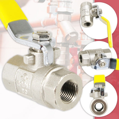 SPARES2GO Gas Lever Ball Valve Full Bore PN40 Brass On Off Female x ...