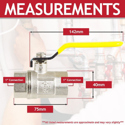 SPARES2GO Gas Lever Ball Valve Full Bore PN40 Brass On Off Female x ...