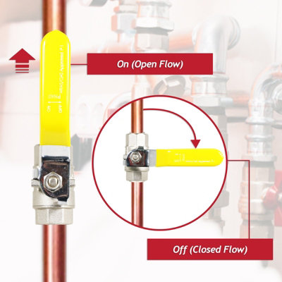 SPARES2GO Gas Lever Ball Valve Full Bore PN40 Brass On Off Female x ...