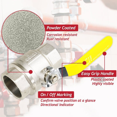 SPARES2GO Gas Lever Ball Valve Full Bore PN40 Brass On Off Female x ...