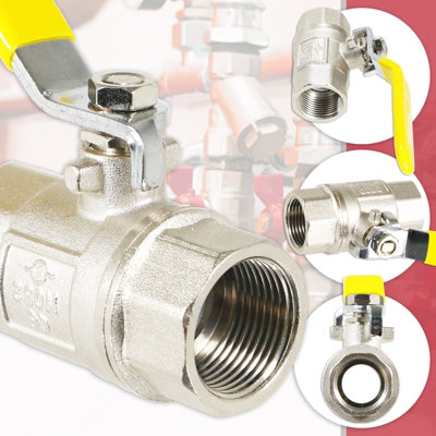 SPARES2GO Gas Lever Ball Valve Full Bore PN40 Brass On Off Female x ...