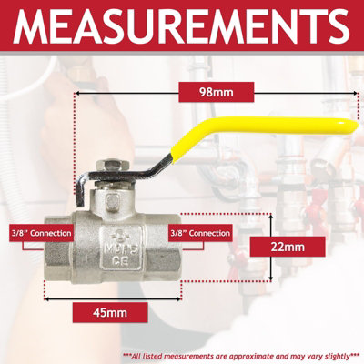 SPARES2GO Gas Lever Ball Valve Full Bore PN40 Brass On Off Female x ...