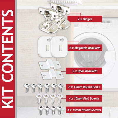 SPARES2GO Integrated Door Hinge Fixing Kit Magnetic Built In Washing ...