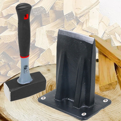 SPARES2GO Kindling Splitter Lump Sledge Hammer Kit Heavy Duty Mounted ...