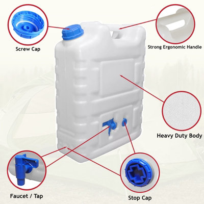 SPARES2GO Large Water Container Can Portable Storage Tank with Tap for ...