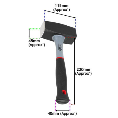 SPARES2GO LOG SPLITTER LUMP HAMMER 2KG CLUB MALLET + 1.5KG 8" CHISEL ...