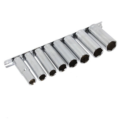 SPARES2GO Long 18" Inch 1/2'' Drive Wheel Balance Flexi Knuckle Breaker Bar & Deep Socket Set