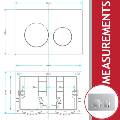 SPARES2GO Luxury Flush Plate Kit for Concealed Toilet Cistern Wall Hung ...