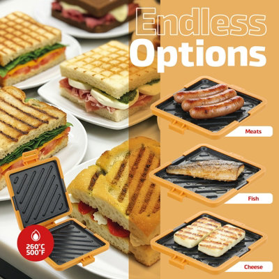 SPARES2GO MICROWAVE TOASTIE MAKER SANDWICH GRILL MICROWAVEABLE GRILLED ...