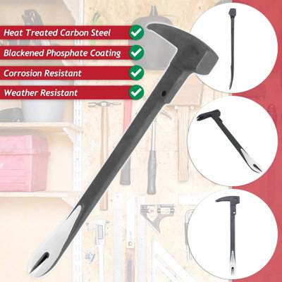 SPARES2GO Nail Puller Hammer Crowbar Double Ended 3-in-1 Prying Lifting ...