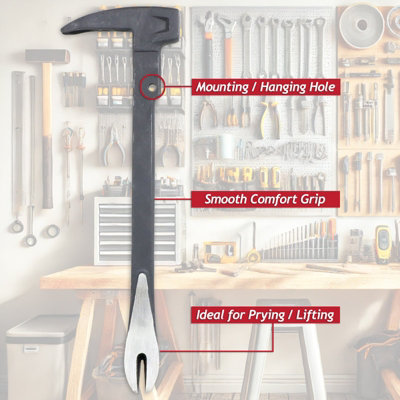 SPARES2GO Nail Puller Hammer Crowbar Double Ended 3-in-1 Prying Lifting ...