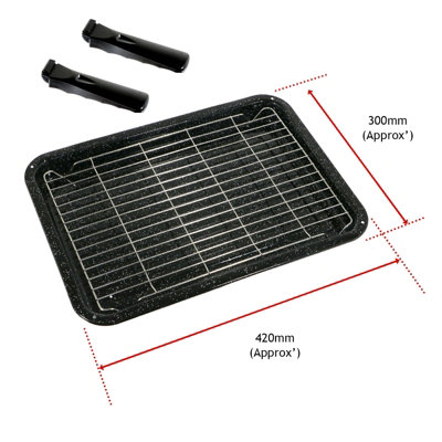 SPARES2GO Oven Grill Pan UNIVERSAL Large Dual Handles Fits Most Cookers ...