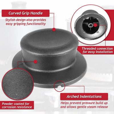 SPARES2GO Pan Lid Knob Handle Kitchen Cookware Black Round Curved Hand ...