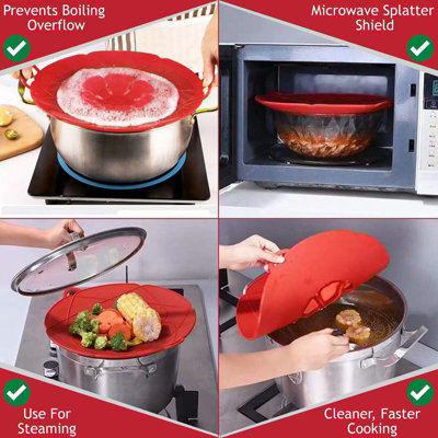 SPARES2GO Pan Lid Spill Stopper Silicone Saucepan Pot Steamer Cover ...