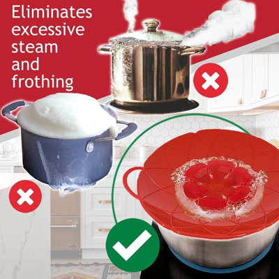 SPARES2GO Pan Lid Spill Stopper Silicone Saucepan Pot Steamer Cover ...