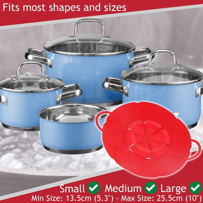 SPARES2GO Pan Lid Spill Stopper Silicone Saucepan Pot Steamer Cover ...