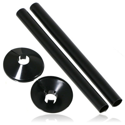 SPARES2GO Radiator Pipe Covers Shroud Collars Sleeve Black 15mm x 200mm ...