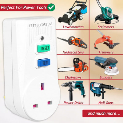 SPARES2GO RCD Safety Plug Lawnmower Strimmer Hedgecutter Garden DIY ...