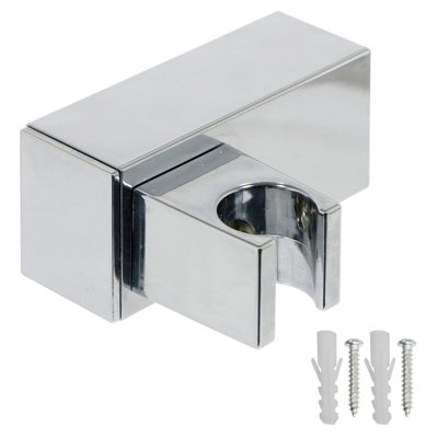 SPARES2GO Shower Head Wall Clamp Adjustable Square Angled Chrome ...