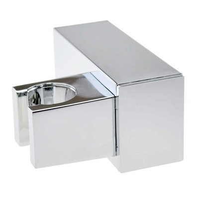 SPARES2GO Shower Head Wall Clamp Adjustable Square Angled Chrome ...