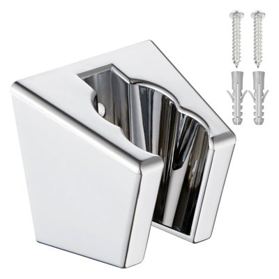 SPARES2GO Shower Head Wall Clamp Chrome Plated Silver Mounted Handset ...