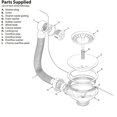 SPARES2GO Sink Strainer Basket Round Overflow Waste Drain Plug Chrome ...