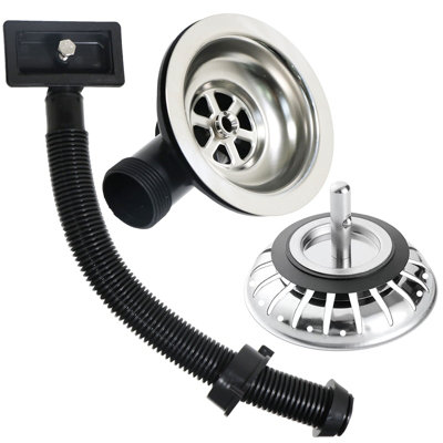 SPARES2GO Sink Strainer Basket Square Overflow Waste Drain Plug Chrome ...