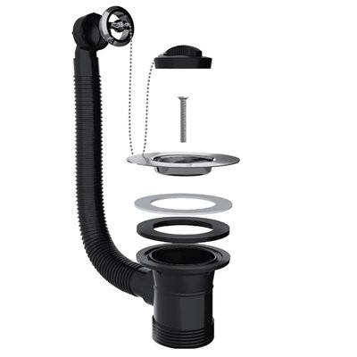 SPARES2GO Sink Waste Combination Overflow Plug with Chain 40mm 1.5 ...