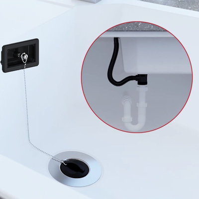 SPARES2GO Sink Waste Combination Overflow Plug with Chain 40mm 1.5 ...