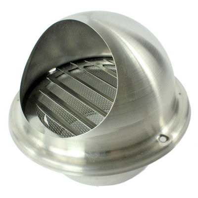 SPARES2GO Stainless Steel Round Bull Nosed External Extractor Wall Vent ...