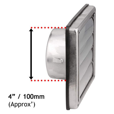 SPARES2GO Stainless Steel Square External Extractor Wall Vent Outlet ...